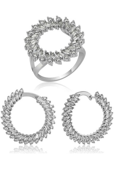 Noctis Gümüş Trapez Taşlı Kadın Set Noctis Gümüş Trapez Taşlı Kadın Set