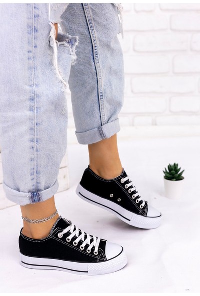 Maysolasta Moxi Siyah Keten Spor Ayakkabı