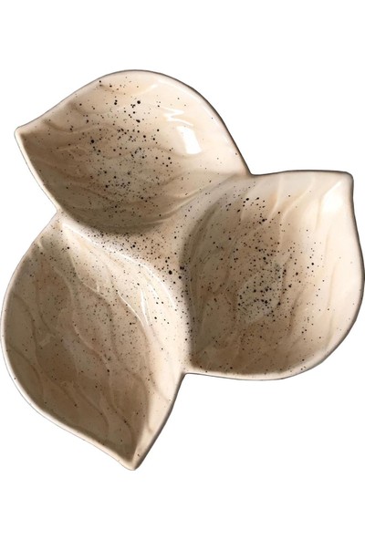 Filamur Seramik 3 Bölmeli Çerezlik Beyaz