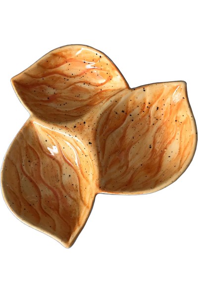 Filamur Seramik 3 Bölmeli Çerezlik Sarı