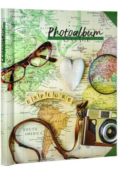 Best Hediye Yapışkanlı Fotoğraf Albümü 24X32CM Harita Desenli