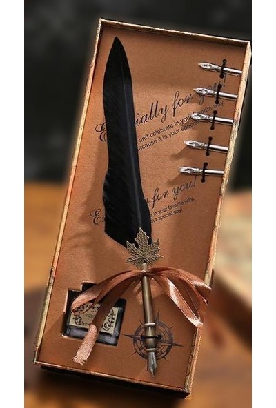 Profisher Kaligrafi Retro Tüy Divit Kalem Mürekkep Set ve 5 Farklı Uç 27 cm Siyah Profisher Kaligrafi Retro Tüy Divit Kalem Mürekkep Set ve 5 Farklı Uç 27 cm Siyah