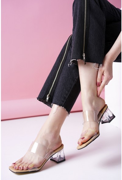 Ayakkabı Havuzu Topuklu Terlik - Nude Şeffaf - Ayakkabı Havuzu