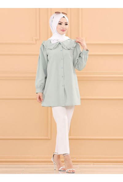 Yaka Detaylı Tunik - Çağla - Tofisa