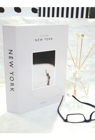 Lovely Book & Book Dekoratif Kutu Cereal New York Beyaz Dekoratif Kitap Kutu Lovely Book & Book Dekoratif Kutu Cereal New York Beyaz Dekoratif Kitap Kutu