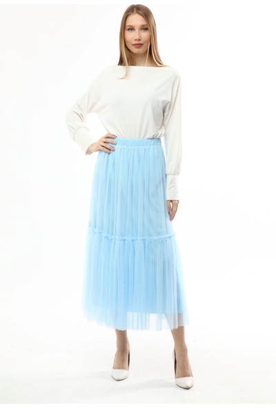 Asees Lastikli Büzgülü Tül Etek