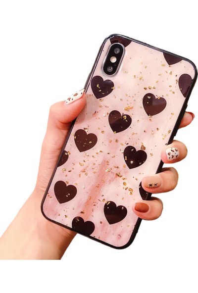 Yumuşak Tpu Işıltılı Telefon Kılıfı Altın Folyo Kalp Yumuşak Tpu Işıltılı Telefon Kılıfı Altın Folyo Kalp