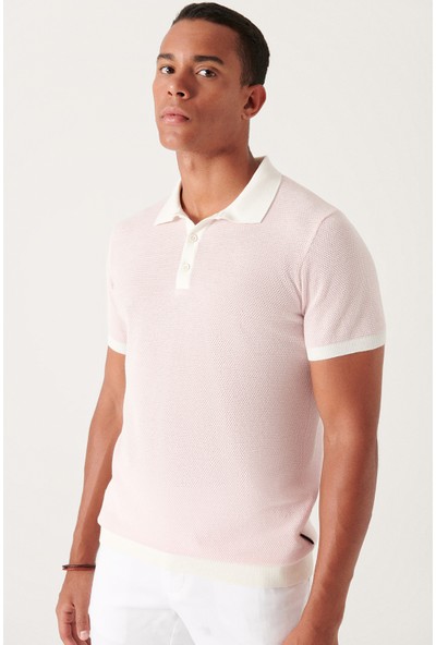 Avva Erkek Pembe Polo Yaka Jakarlı Kısa Kol Kazak A21Y5204 Avva Erkek Pembe Polo Yaka Jakarlı Kısa Kol Kazak A21Y5204