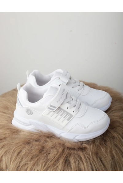 Shoecide Erkek Çocuk Beyaz Cırtlı Günlük Ayakkabı