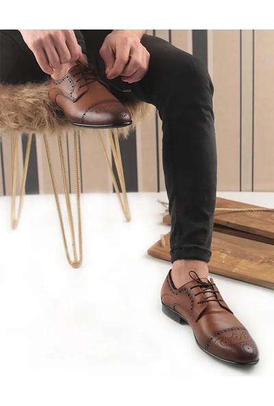 Shoecide Erkek Taba Lazerli Napa Deri Klasik Ayakkabı Shoecide Erkek Taba Lazerli Napa Deri Klasik Ayakkabı