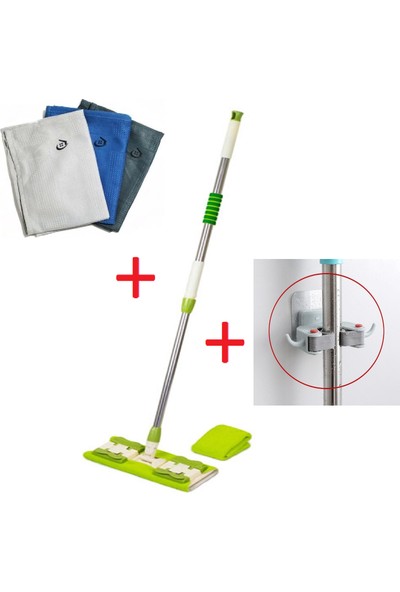 Scratch Anet Teleskopik Saplı Dilediğin Bezi Tak Kullan Mop + Pella Eu Orjinal Temizlik Bezi 3 Lü + Mop As