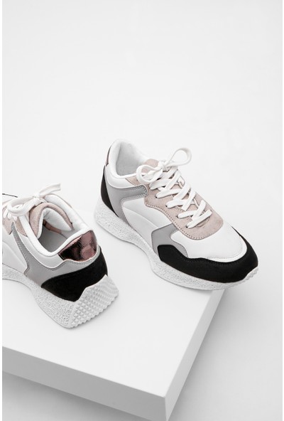 Kadın Sneaker Kalın Taban Bağcıklı Spor Ayakkabı Lenvas