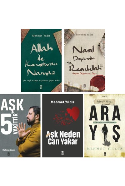 Mehmet Yıldız 5 Kitap Set / Allah ile Konuşturan Namaz - Nasıl Dayandın Ya Resulullah - Aşk 5 Vakittir - Aşk Neden Can Yakar - Arayış Mehmet Yıldız 5 Kitap Set / Allah ile Konuşturan Namaz - Nasıl Dayandın Ya Resulullah - Aşk 5 Vakittir - Aşk Neden Can Yakar - Arayış
