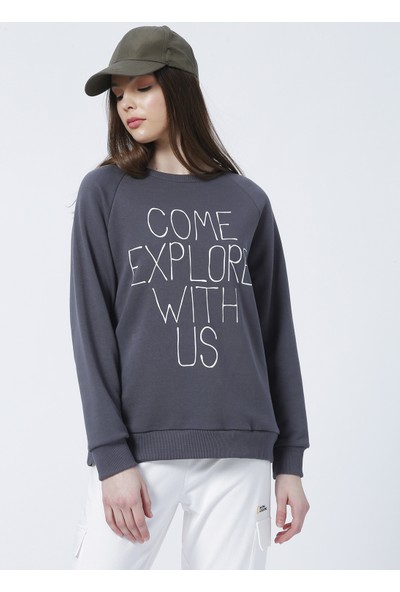 National Geographic C-W-Bestie Bisiklet Yaka Oversize Baskılı Antrasit Kadın Sweatshirt National Geographic C-W-Bestie Bisiklet Yaka Oversize Baskılı Antrasit Kadın Sweatshirt