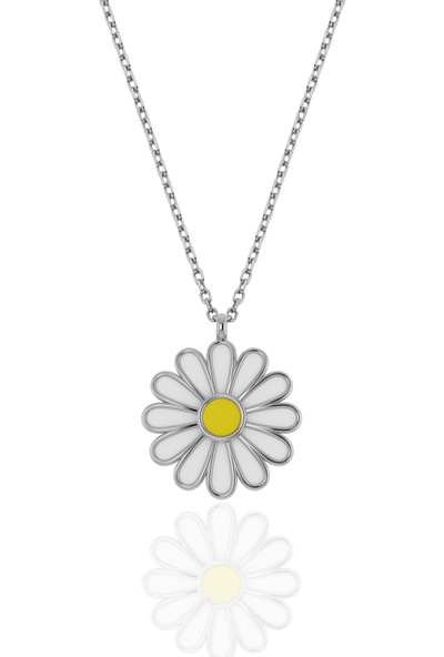 Papatya Gümüş Kolye Mineli Papatya Kolyesi