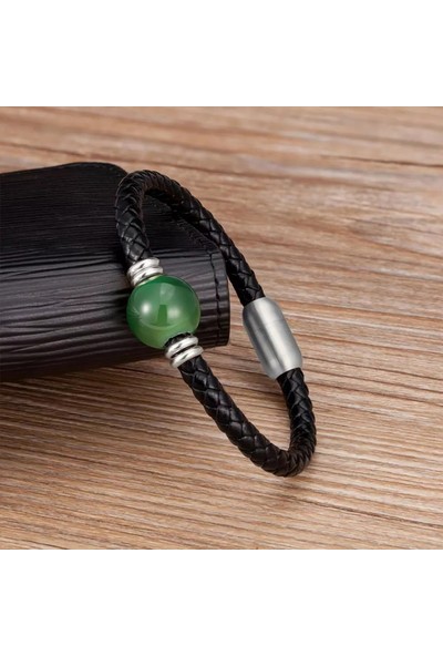 Tonstyle TS001670 Yeşil Akik-Gümüş 21 cm P.ç+D.taş.deri
