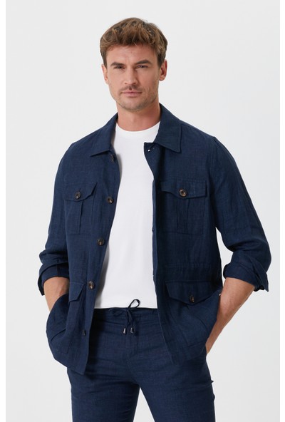 Lacivert Keten Ceket