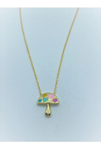 925 Ayar Gümüş Renkli Mantar Kolye