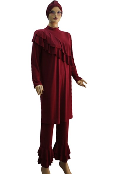 Eflin Kadın Giyim Hasema Bordo Valonlu Tam Kapalı Tesettür Mayo Büyük Beden Seçenekli Eflin Kadın Giyim Hasema Bordo Valonlu Tam Kapalı Tesettür Mayo Büyük Beden Seçenekli