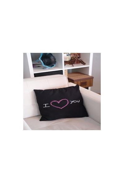 Metis Tekstil Pamuk 40X40CM Silikon Dolgulu Baskılı Kırlent - I Love You Metis Tekstil Pamuk 40X40CM Silikon Dolgulu Baskılı Kırlent - I Love You