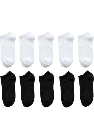 Meguca Socks Unisex Pamuklu Spor Patik Çorap Siyah ve Beyaz 10'lu Paket Meguca Socks Unisex Pamuklu Spor Patik Çorap Siyah ve Beyaz 10'lu Paket