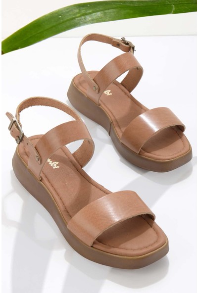 Bambi Taba Leather Kadın Sandalet K056854360