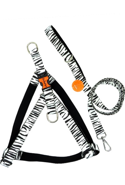 Sellopet Köpek Göğüs Tasması Gezdirme Seti Zebra Desenli