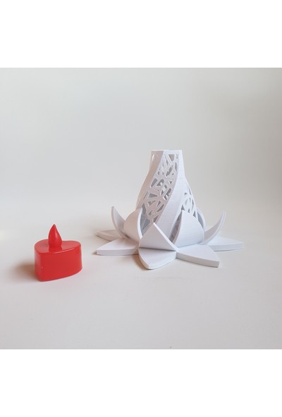 3D Sepetim Dekoratif Çiçektemalı Mumluk Renk Şeçenekli 165X165X100 mm