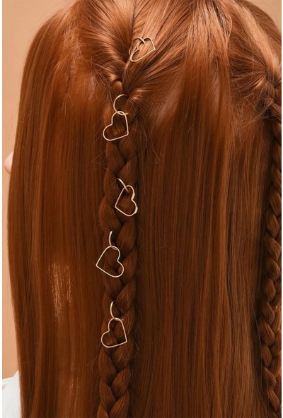 Gold Kalp Saç Küpesi Toka Seti