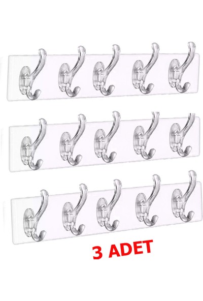 Şifainur 3 Adet Su Geçirmez Silikon 5'li Yapışkanlı Şeffaf Duvar Askısı Banyo Mutfak Düzenleyici Askı Şifainur 3 Adet Su Geçirmez Silikon 5'li Yapışkanlı Şeffaf Duvar Askısı Banyo Mutfak Düzenleyici Askı