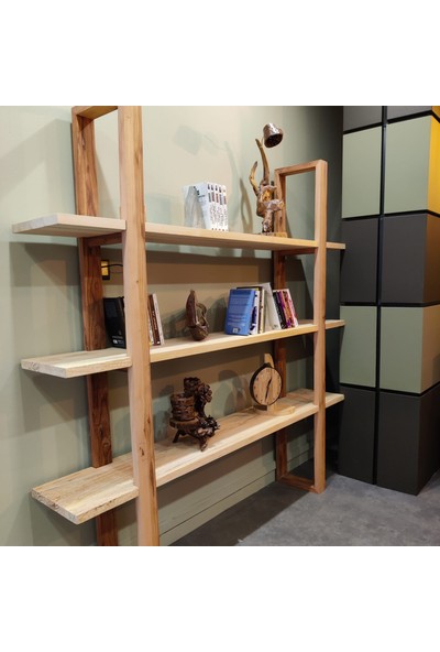 Masif Ahşap Açık Raflı Kitaplık - Doğal Ağaç Kitaplık - Plania Masif Ahşap Açık Raflı Kitaplık - Doğal Ağaç Kitaplık - Plania