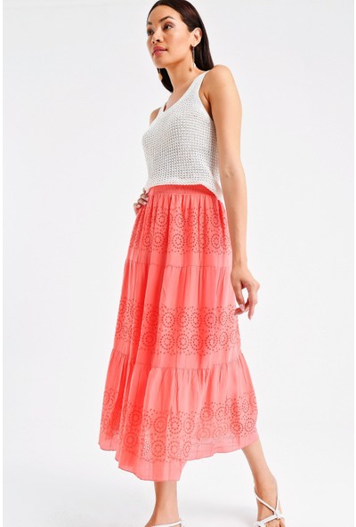 Saygı Giyim Beli Lastikli Üç Kat Astarlı Viskon Etek Pembe Saygı Giyim Beli Lastikli Üç Kat Astarlı Viskon Etek Pembe