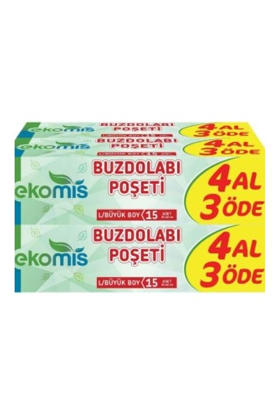 Ekomis Buzdolabı Poşeti Büyük Boy 30 x 45 cm x 4 Paket