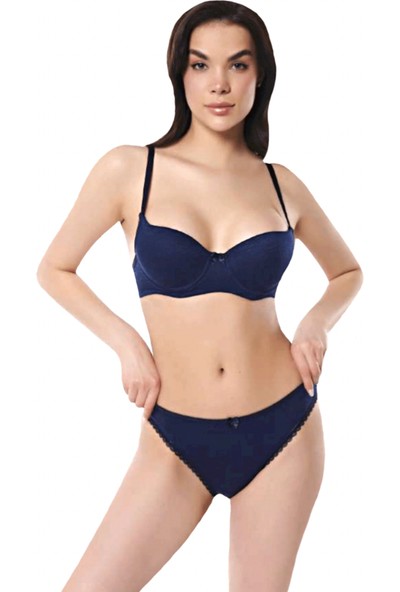 Karaz lacivert Askı Takçıkar Mikro Dolgulu Kadın Sütyen Takım Karaz lacivert Askı Takçıkar Mikro Dolgulu Kadın Sütyen Takım