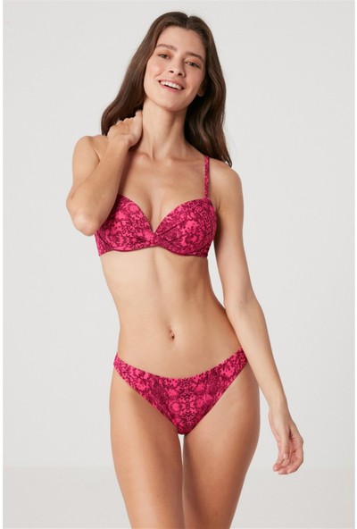 Kom Vioblin Leopar Desenli Dolgulu Bikini