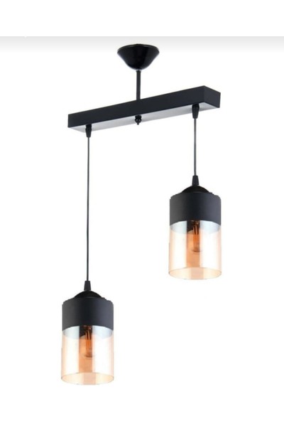 Rıolıght Retro Sıralı Ikili Camlı Avize Uzunluk: 30CM