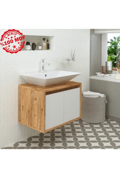 Banos Banyo Roomart Ld7 Ayaksız 2 Kapaklı Lavabolu Ahşap-Mat Beyaz Mdf 65 cm Banyo Dolabı Banos Banyo Roomart Ld7 Ayaksız 2 Kapaklı Lavabolu Ahşap-Mat Beyaz Mdf 65 cm Banyo Dolabı