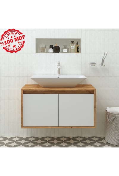 Roomart Ld7 Ayaksız 2 Kapaklı Lavabolu Ahşap-Mat Beyaz Mdf 85 cm Banyo Dolabı Roomart Ld7 Ayaksız 2 Kapaklı Lavabolu Ahşap-Mat Beyaz Mdf 85 cm Banyo Dolabı