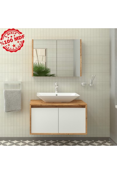 Banos Banyo Roomart Tm7.2 Ayaksız 2 Kapaklı Lavabolu Ahşap-Mat Beyaz Mdf 85 cm Banyo Dolabı + Aynalı Banyo Üst Dolabı Banos Banyo Roomart Tm7.2 Ayaksız 2 Kapaklı Lavabolu Ahşap-Mat Beyaz Mdf 85 cm Banyo Dolabı + Aynalı Banyo Üst Dolabı