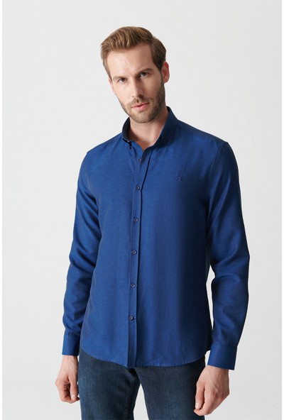 Avva Erkek Lacivert Oxford Düğmeli Yaka Regular Fit Gömlek E002000 Avva Erkek Lacivert Oxford Düğmeli Yaka Regular Fit Gömlek E002000