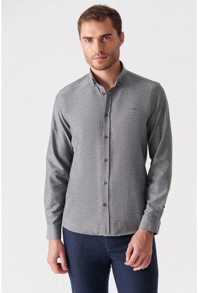 Avva Erkek Antrasit Oxford Düğmeli Yaka Regular Fit Gömlek E002000 Avva Erkek Antrasit Oxford Düğmeli Yaka Regular Fit Gömlek E002000