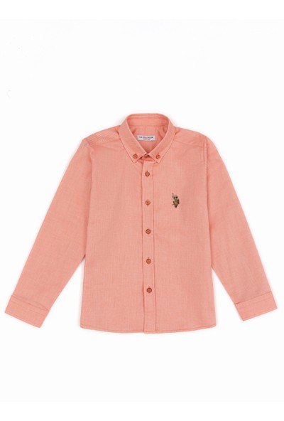 U.S. Polo Assn. Erkek Çocuk Somon Gömlek Uzunkol Basic