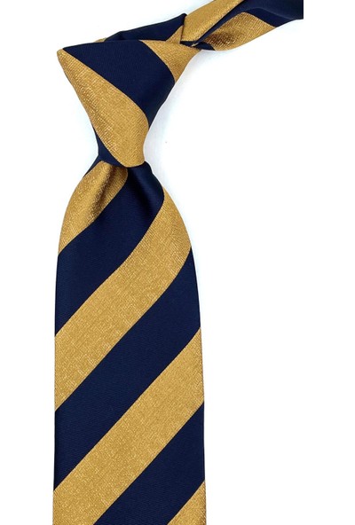 La Pescara Sarı - Lacivert Çizgi Desen Mendilli Klasik Kravat KK10937 La Pescara Sarı - Lacivert Çizgi Desen Mendilli Klasik Kravat KK10937