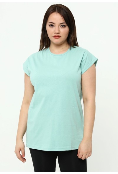 Siyezen Büyük Beden Basic Yarasa Kol T-Shirt Mint Yeşili Siyezen Büyük Beden Basic Yarasa Kol T-Shirt Mint Yeşili
