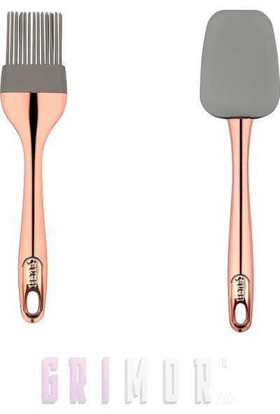Grimor Life Rose Gold Kaplamalı Silikon Yumurta Fırçası ve Spatula Seti Gri Renk Grimor Life Rose Gold Kaplamalı Silikon Yumurta Fırçası ve Spatula Seti Gri Renk