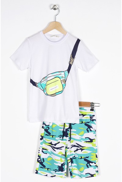 Erkek Çocuk Kamuflaj Kaprili Çanta Baskılı Takım 6-9 Yaş