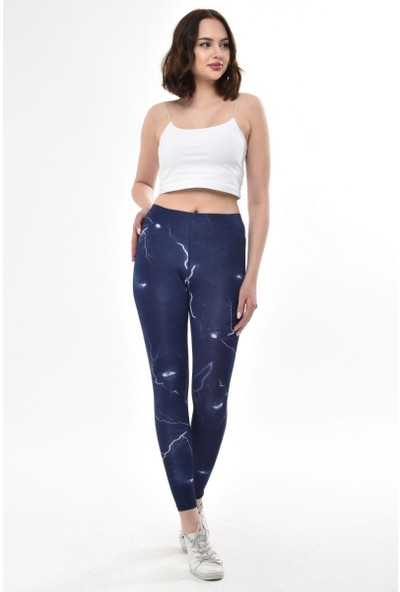 Siyezen Kadın Desenli Tayt Lacivert