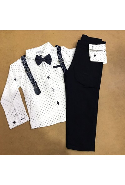 Erkek Çocuk Gömlekli Askılı Takım Lacivert 7271-