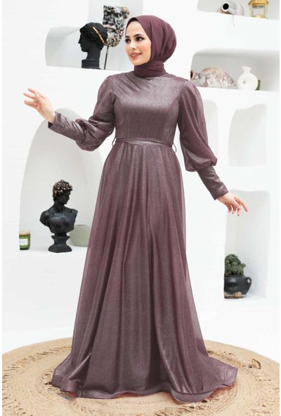 Neva Style Tesettürlü Abiye Elbise - Balon Kol Lila Tesettürlü Abiye Elbise 56721LILA Neva Style Tesettürlü Abiye Elbise - Balon Kol Lila Tesettürlü Abiye Elbise 56721LILA