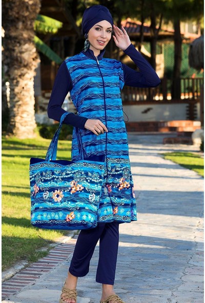 Armes Kadın Lacivert Dokuma Tesettür Mayo